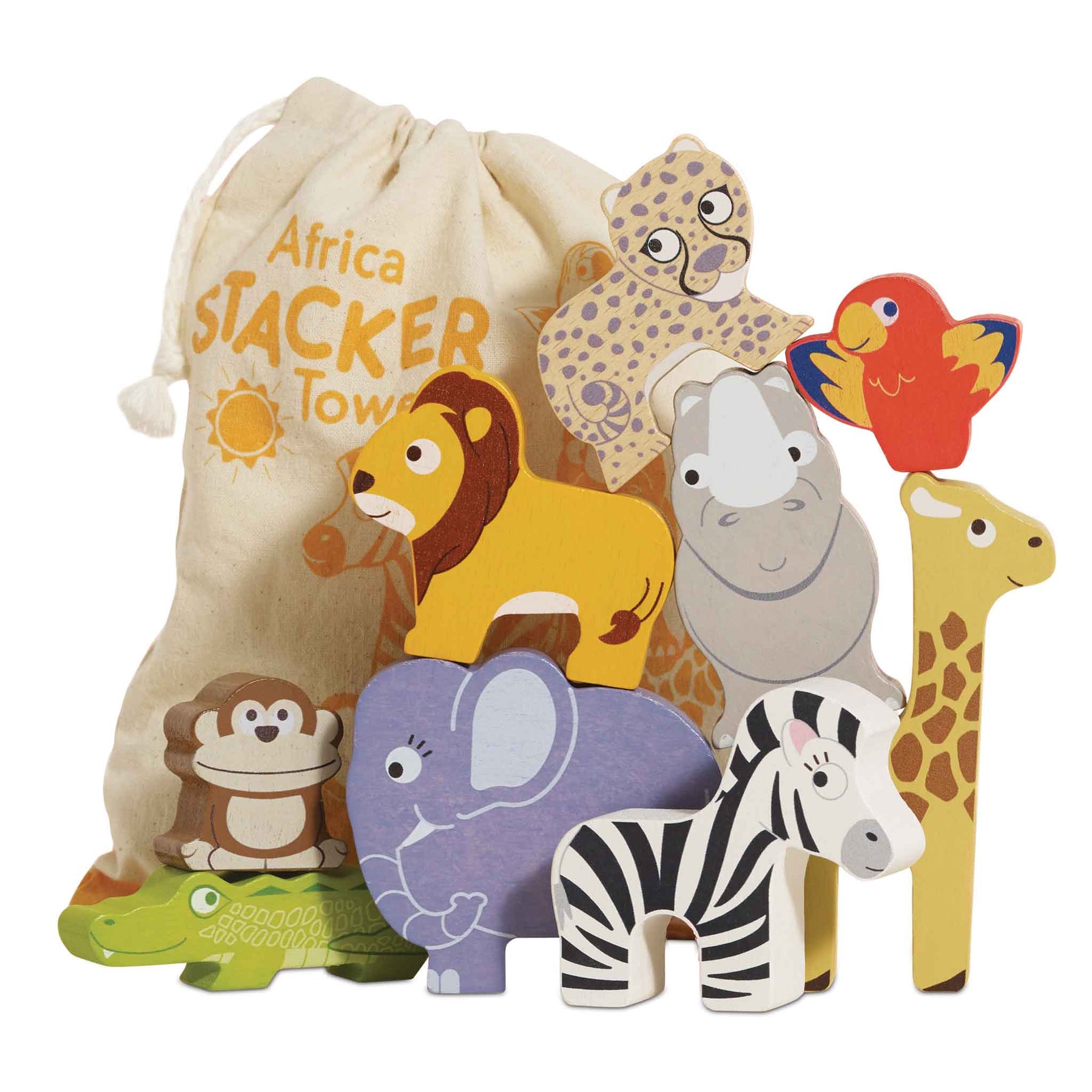Stacking African Animals Set | Wooden Stackable Toys | Le Toy Van Inc ...